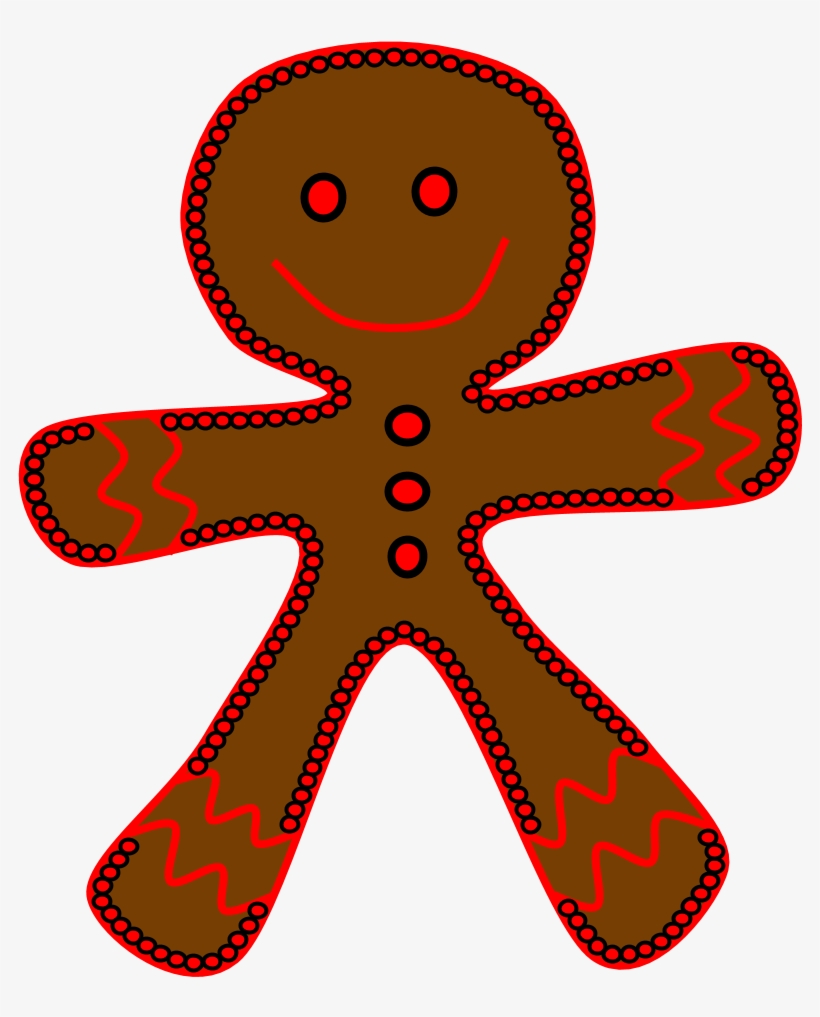 Gingerbread Man, Red Frosting, Png Gingerbread PNG Image | Transparent ...