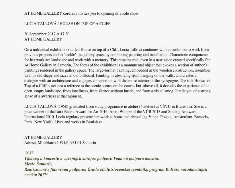 At Home Gallery Cordially Invites You To Opening Of - Methodik ...