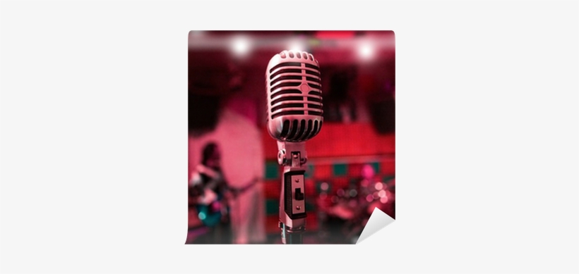 Musical Background With Music Band And Vintage Microphone - Music PNG ...
