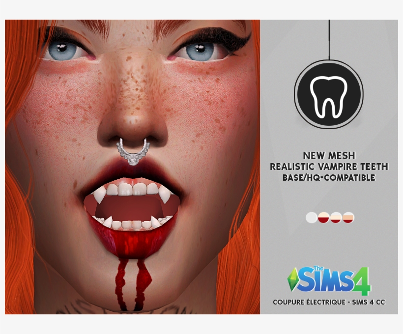 Download Realistic Vampire Teeth - Sims 4 Realistic Teeth | Transparent ...