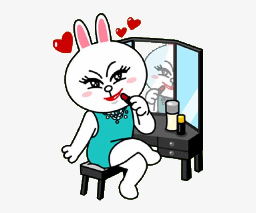 Cony Wearing Make-up Line Brown Bear, Brown Line, Line PNG Image ...