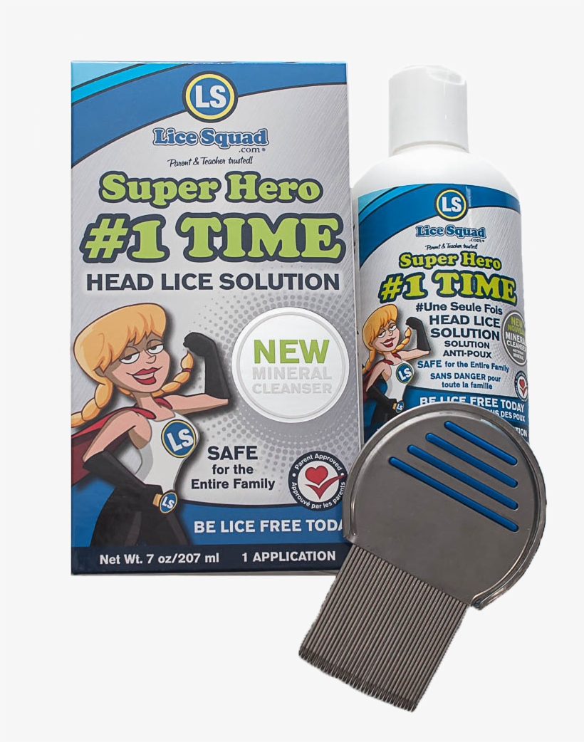 #1time Head Lice Solution Kit - Superhero Lice Comb PNG Image ...