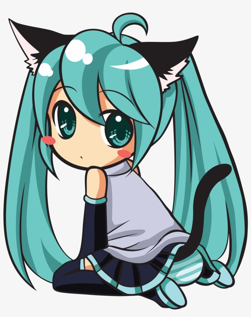 Hatsune Miku Clipart Simple - Anime Girl Cat Chibi PNG Image ...