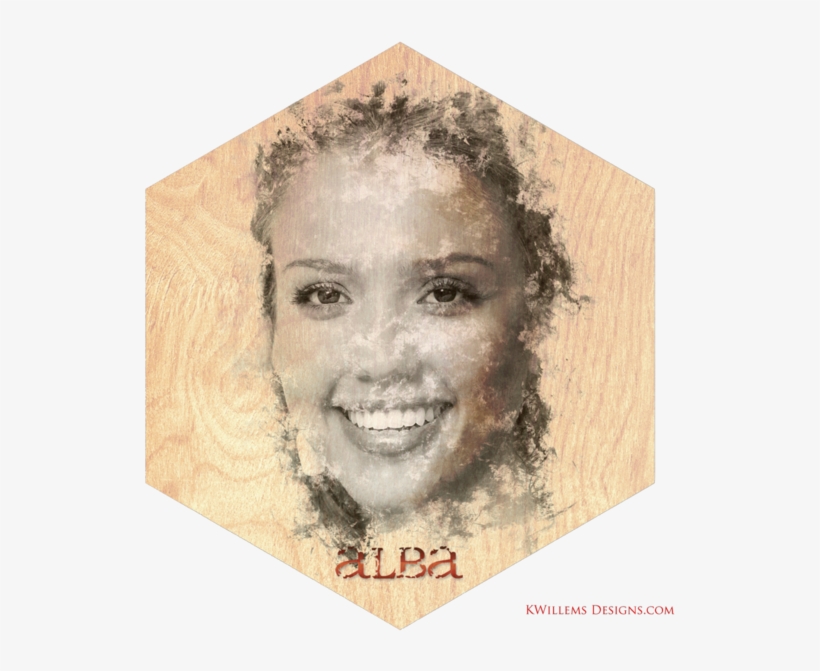 This Jessica Alba Premium Wood Art Print Is The Most - Drawing PNG ...