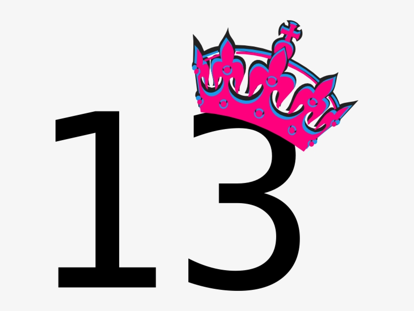Pink Tilted Tiara And Number 13 Svg Clip Arts 600 X PNG Image ...