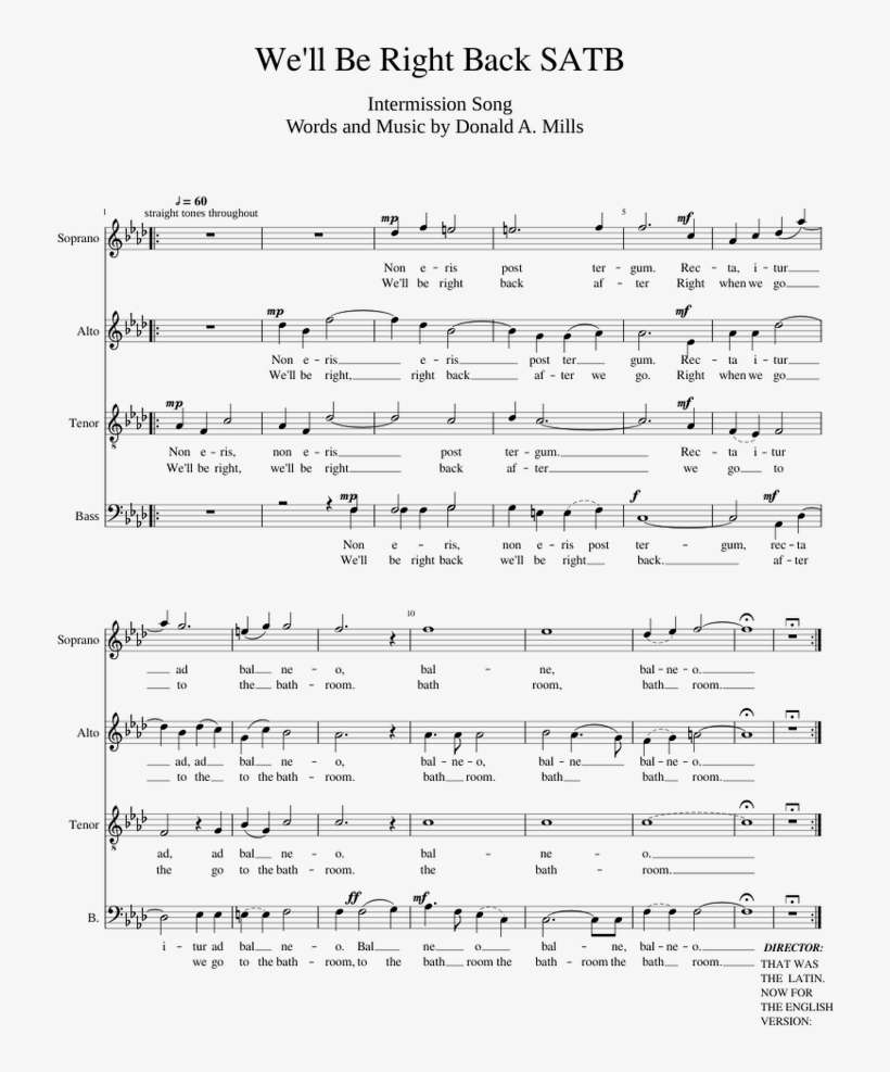 Download We'll Be Right Back Satb Sheet Music For Voice Download ...