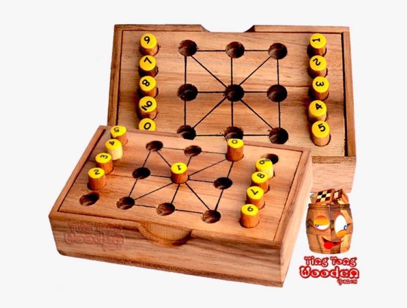 Tic Tac Toe Strategy Game In Wooden Box And 9 Digits PNG Image ...
