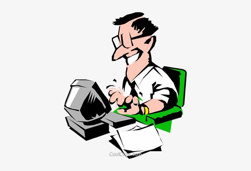 Cartoon Man Typing At Computer Royalty Free Vector - Hombre Escribiendo ...