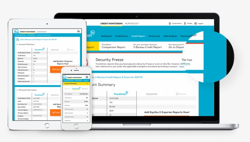 Transunion Credit Report Responsive Redesign PNG Image | Transparent ...