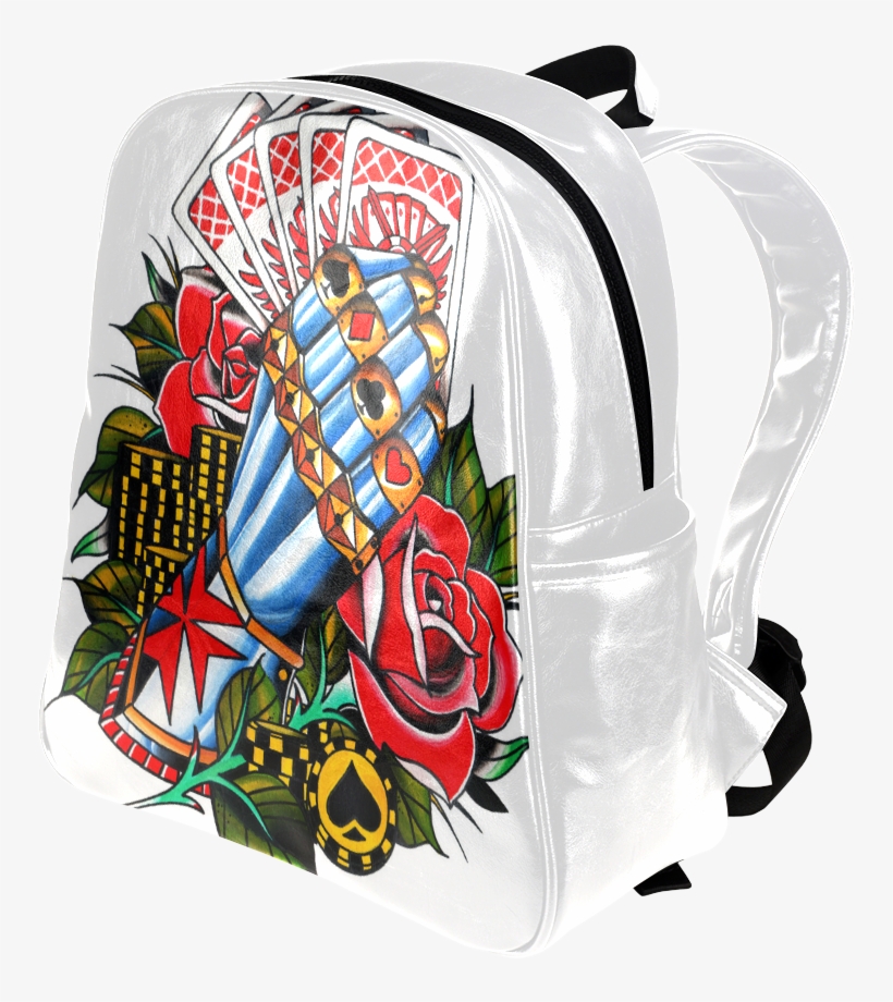 Download Psylocke Playing Cards Print Leather Casual Backpack ...