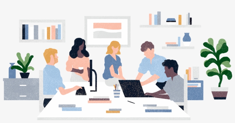 Illustration Showing Several People Working In An Open - Personal ...