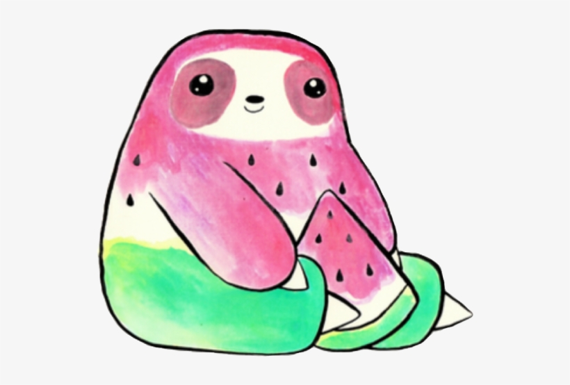 Sloth Sloths Watermelon Melon Fruits Fruit Watercolor - Watermelon ...