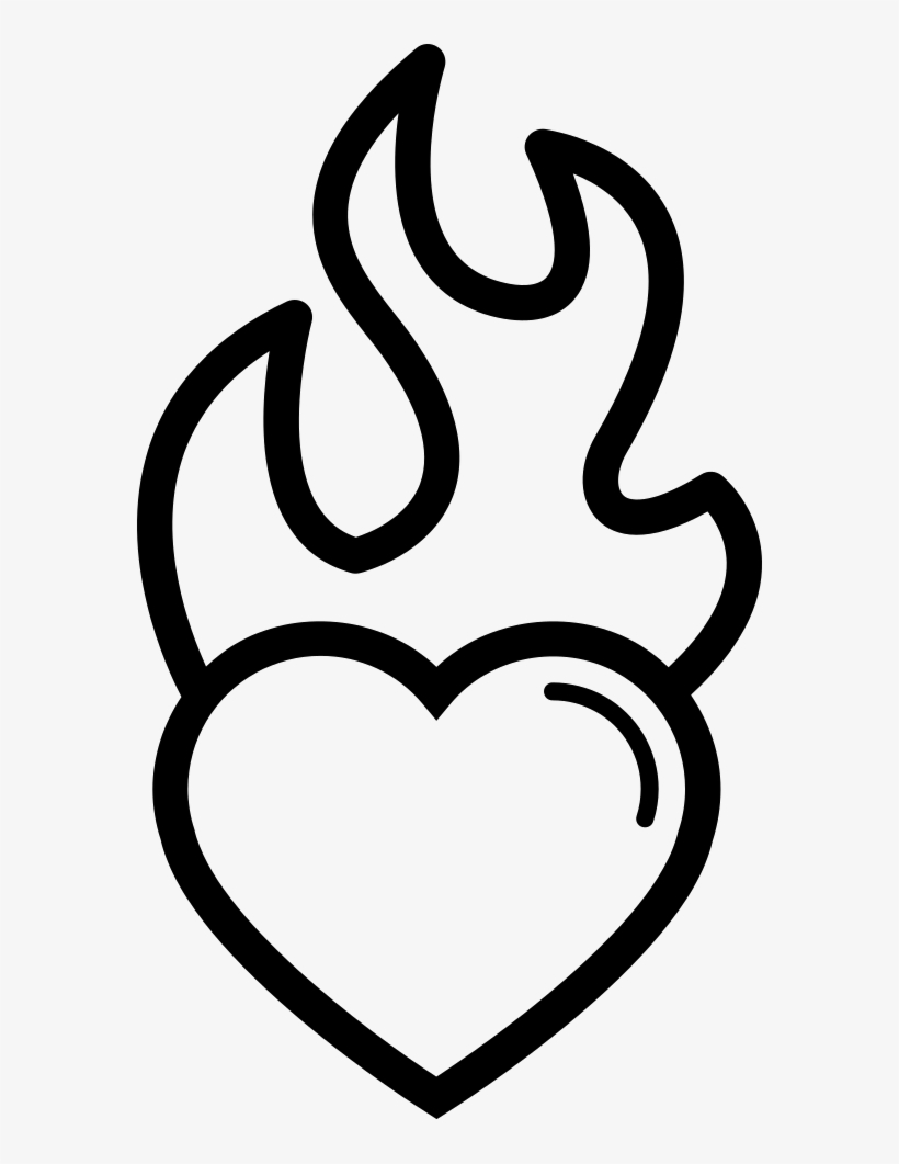 Heart Burning On Flames Comments - Outline Fire PNG Image | Transparent ...
