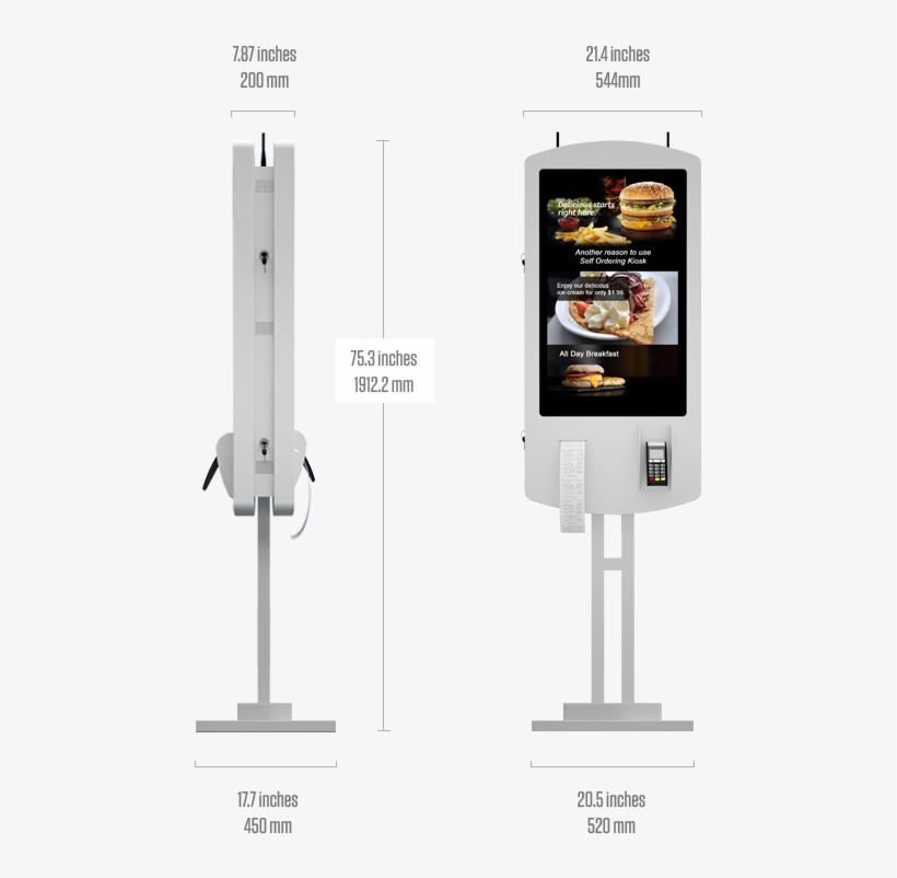 Eflyn 32" Self Ordering Kiosk Size Specifications PNG Image ...