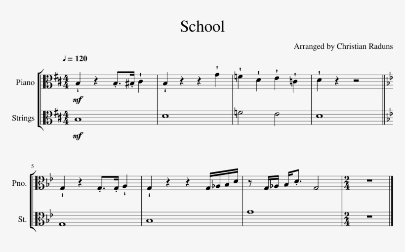 School Sheet Music For Piano, Strings Download PNG Image | Transparent ...
