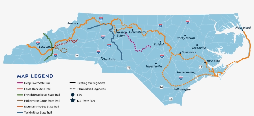 Map Of The North Carolina State Trails System PNG Image | Transparent ...