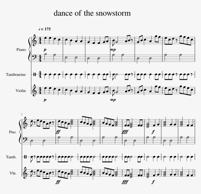 Dance Of The Snowstorm Sheet Music For Piano, Violin, PNG Image ...