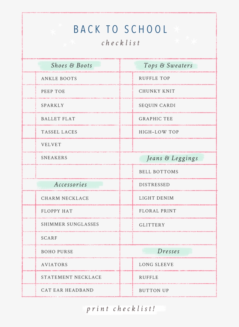 0812 Backtoschool Checklist PNG Image | Transparent PNG Free Download ...