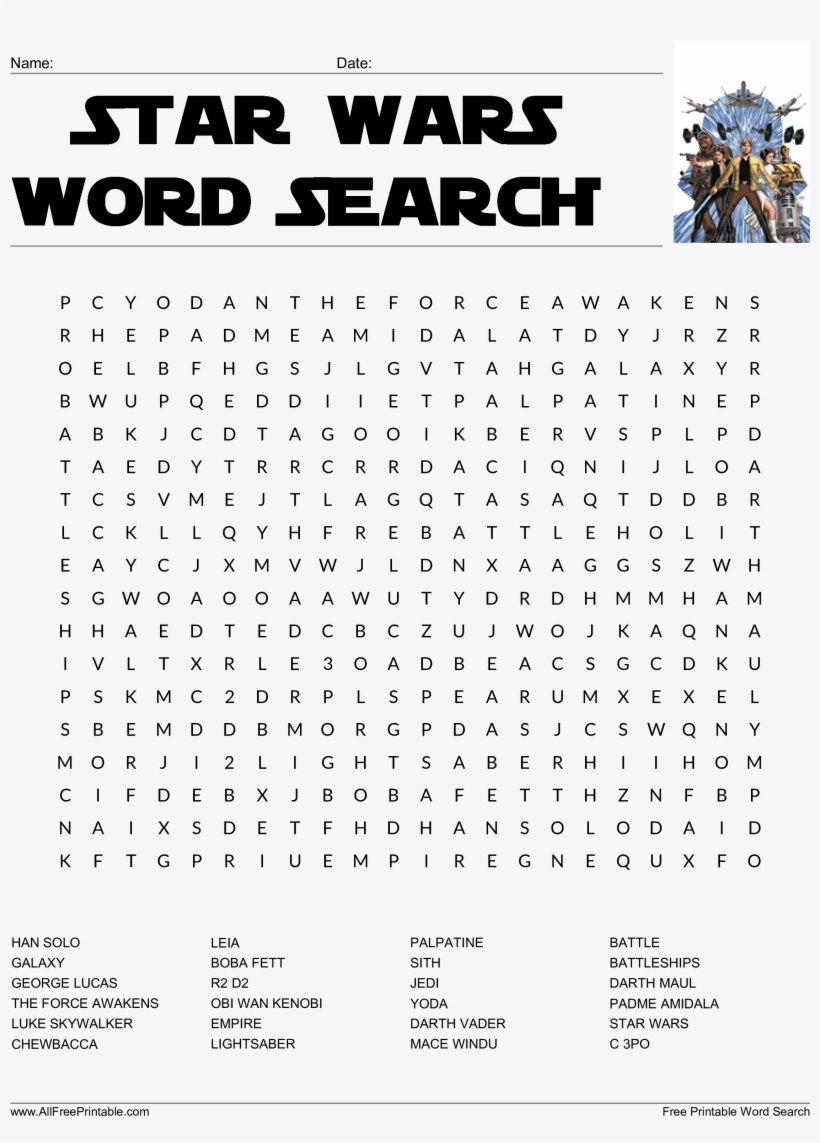 Star Wars Word Search Main Image - Star Wars Day Word Search PNG Image ...