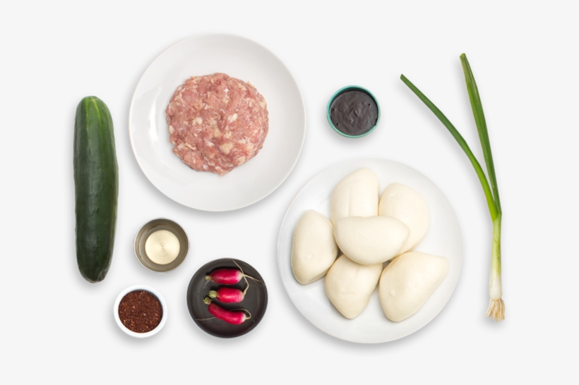 Chicken Steam Buns With French Breakfast Radish & Cucumber PNG Image ...