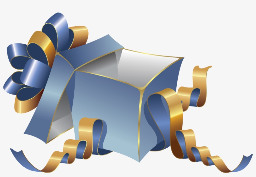 Transparent Blue Large Gift Box - Transparent Background Gift Box Png ...