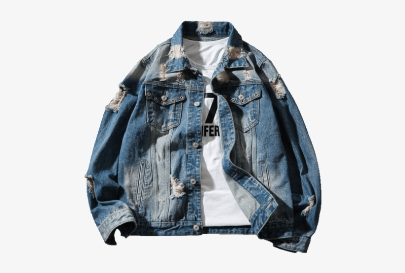 Download Belyo Ripped Denim Jacket - Jacket | Transparent PNG Download ...