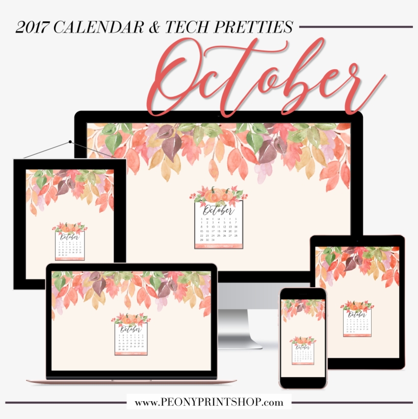 October 2017 Tech Pretties Printable Calendar PNG Image | Transparent ...
