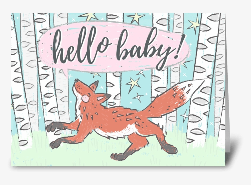 Hello Baby Fox Greeting Card - Cartoon PNG Image | Transparent PNG Free ...