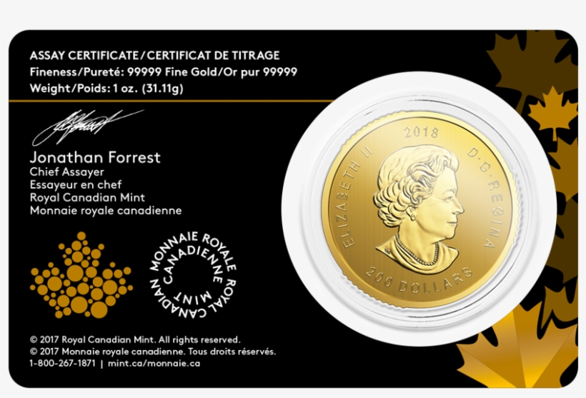 Canadian Golden Eagle 1 Oz Gold 2018 - Roaring Grizzly Gold Coin PNG ...