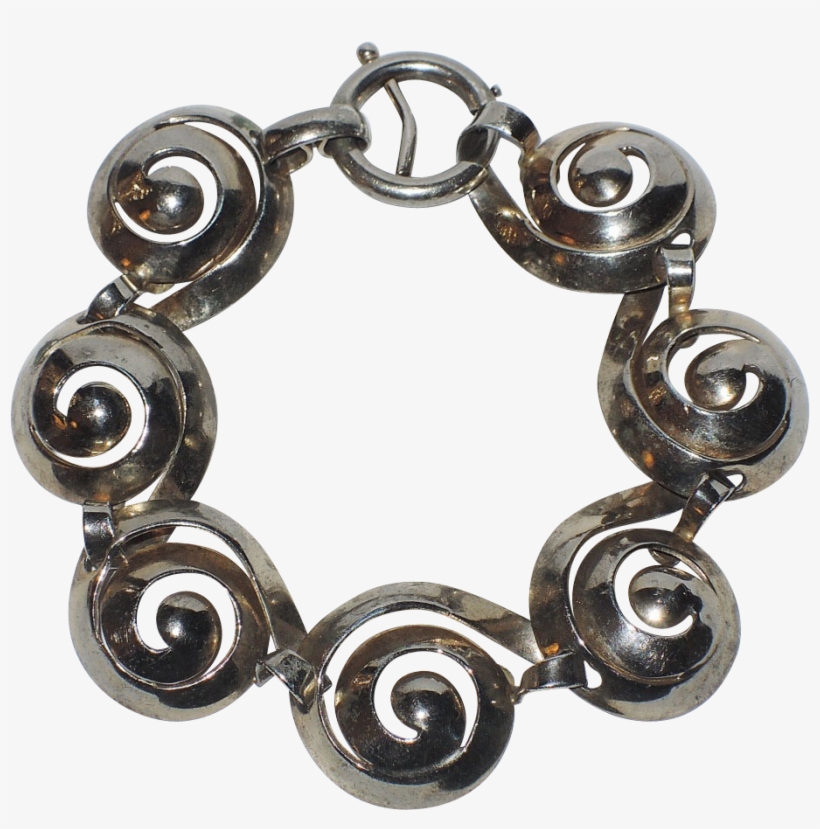 Napier 1940's Sterling Silver Swirl Bracelet ~ Book - Bracelet PNG ...