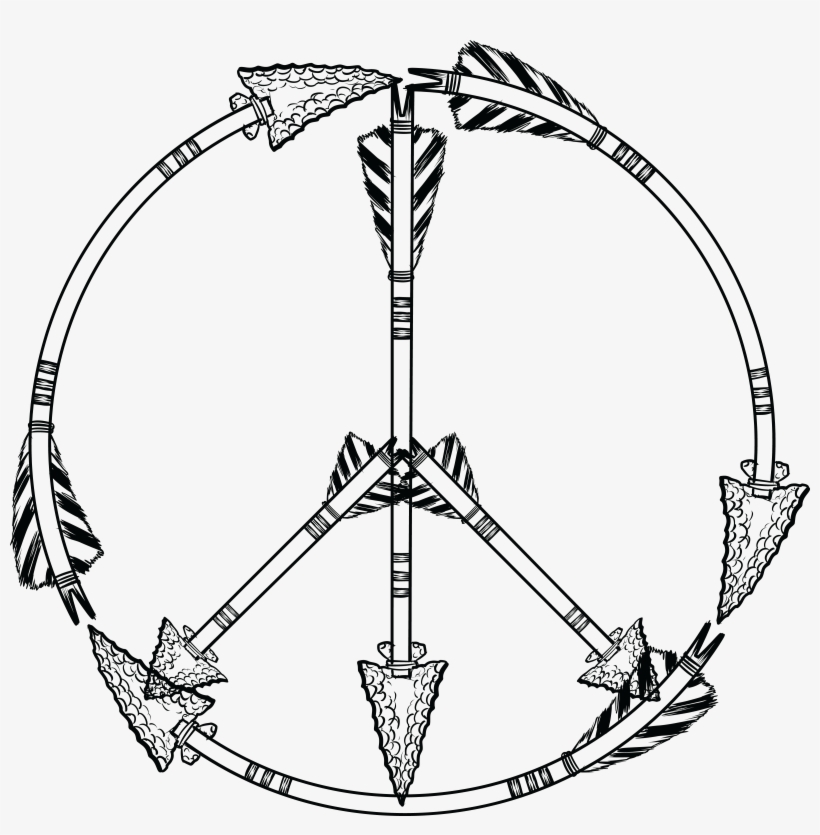 Free Clipart Of A Flint Arrow Peace Symbol - Peace Sign Drawing PNG ...