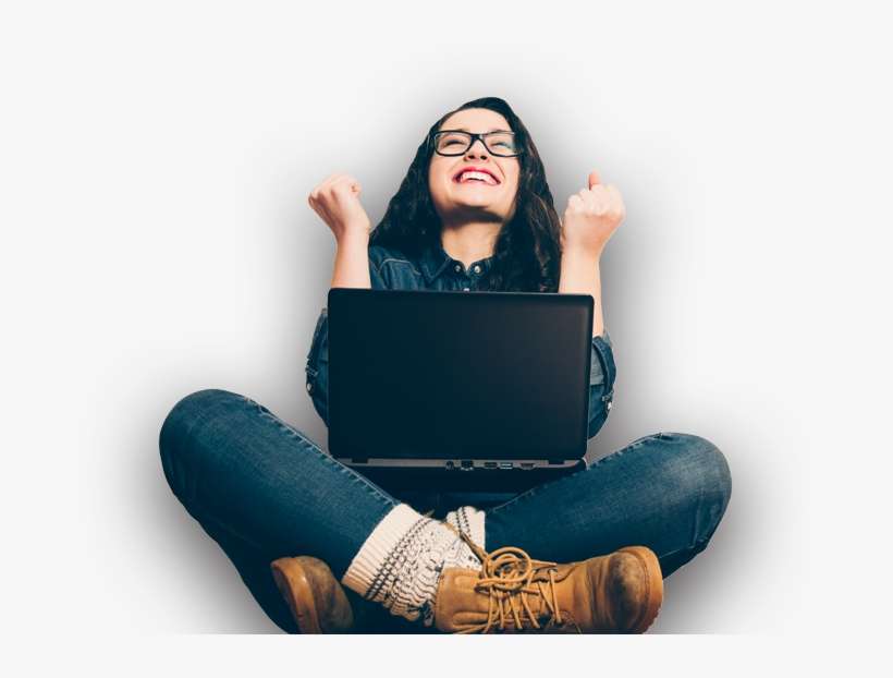 Save 10% - Happy Girl With Computer PNG Image | Transparent PNG Free ...
