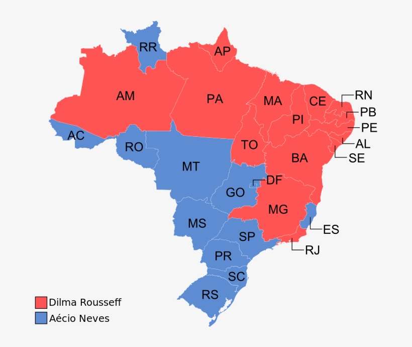 Mapa Mostrando O Resultado Da Eleição Presidencial - Brazil Election ...