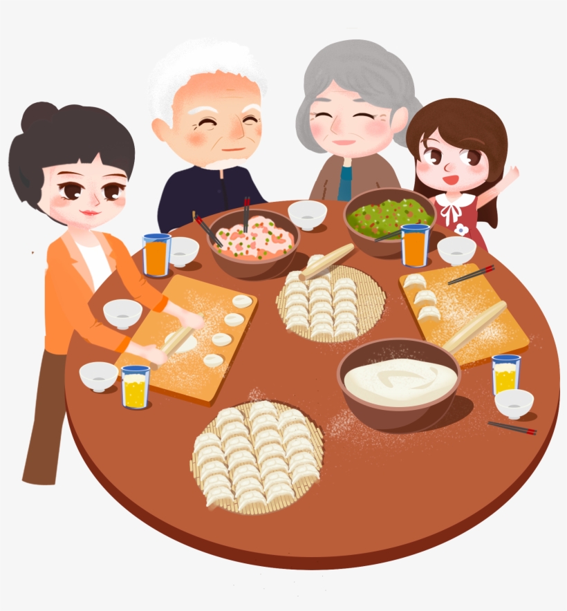 Chinese New Year Festive Eve Group Members Png And - Cartoon PNG Image ...