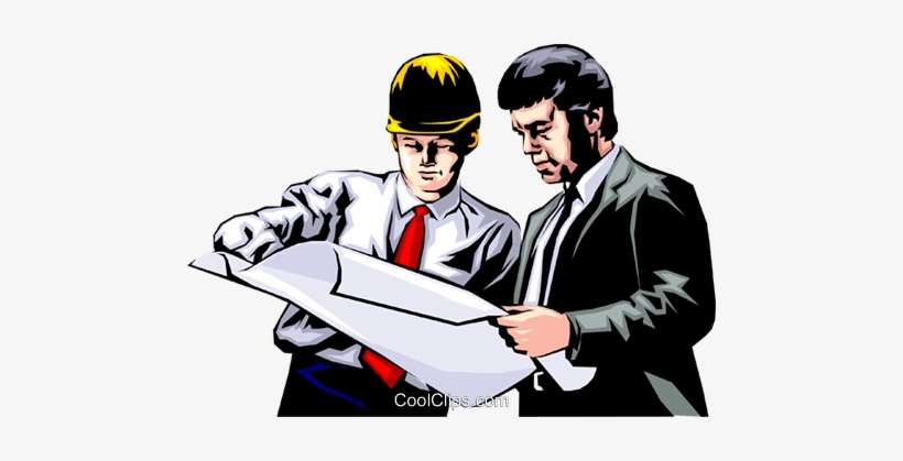 Men Studying Construction Plans Royalty Free Vector - He Is An Engineer ...
