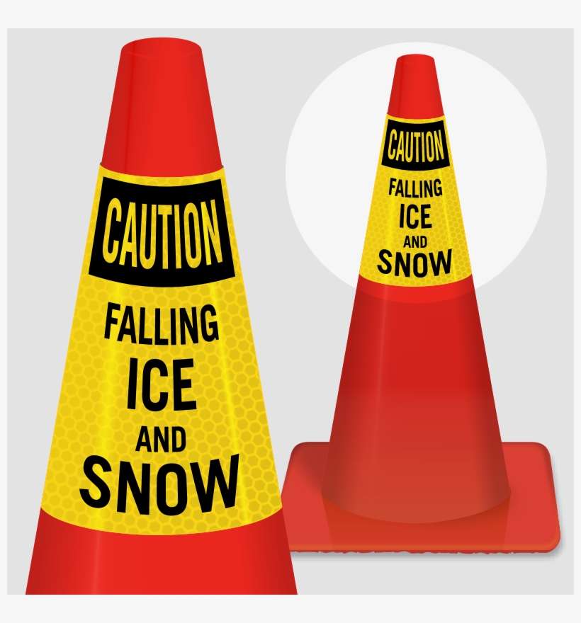 Caution Falling Ice And Snow Cone Collar - Caution Wet Floor Red Sign ...