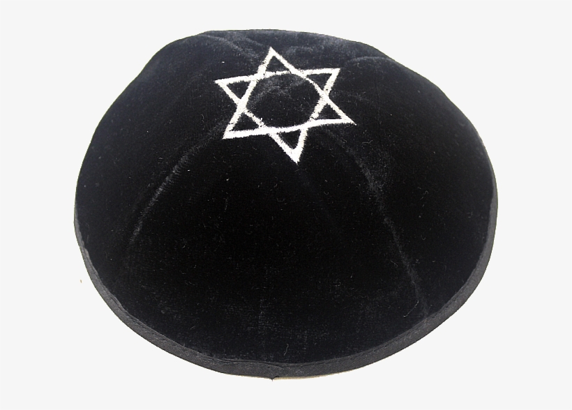 Traditional Black Velvet Kippah With A White Embroidered - Kippah PNG ...