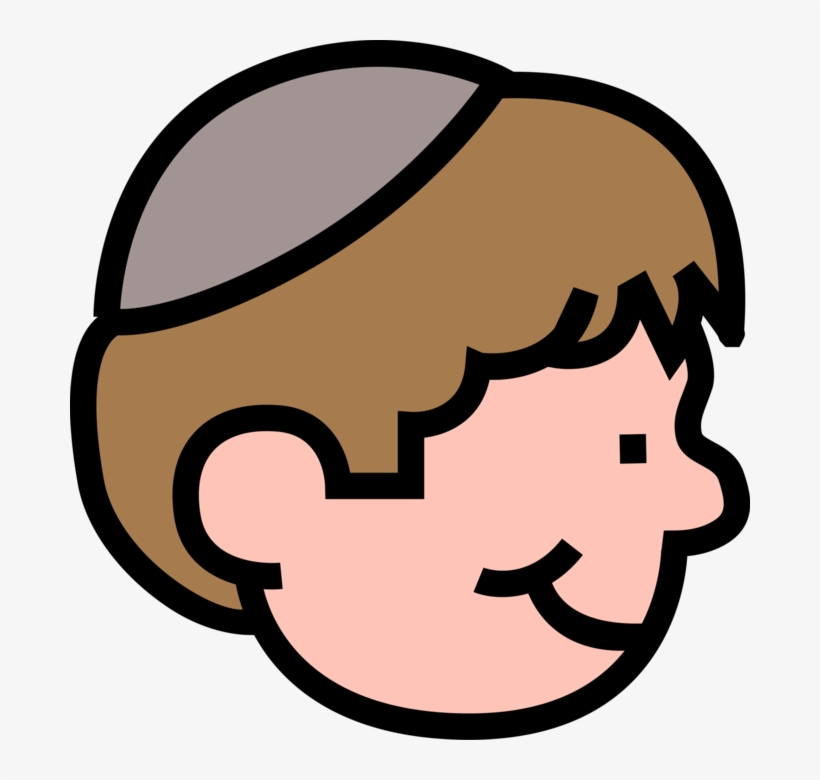 Vector Illustration Of Boy Wears Jewish Kippah Kip PNG Image ...