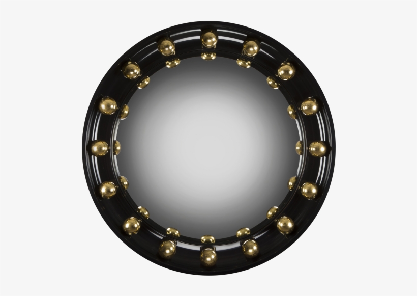 Ad663 -the Neptune Mirror In High Gloss Black Lacquer - Circle PNG ...