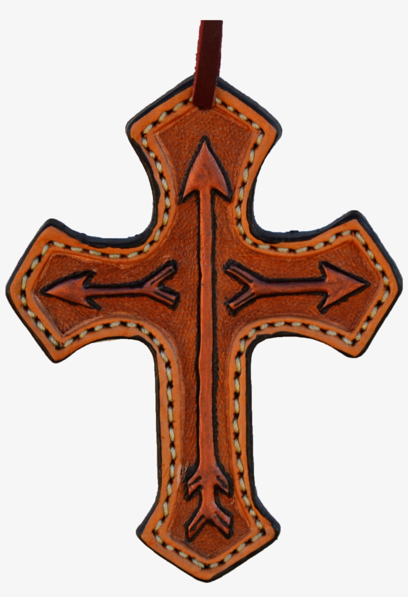 108-ra Cross In Toast Leather With Painted Arrows - Leather Cross For ...