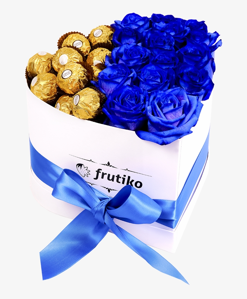 Heart Box Blue Rose Ferrero Rocher - Ferrero Rocher In A Box With Roses ...