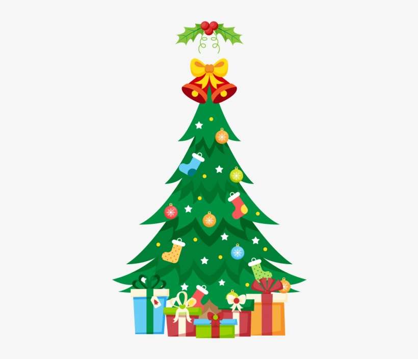 Traditional Christmas Tree With Gifts Clipart Png Image - Christmas Day ...