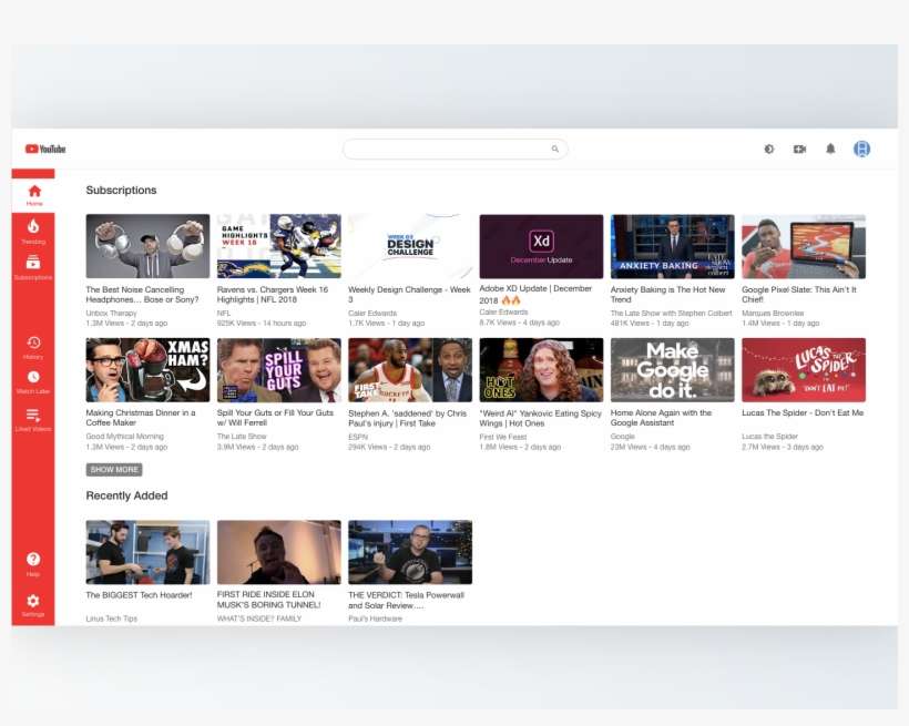Youtube Homepage Redesign Video App Design Redesign - Online ...