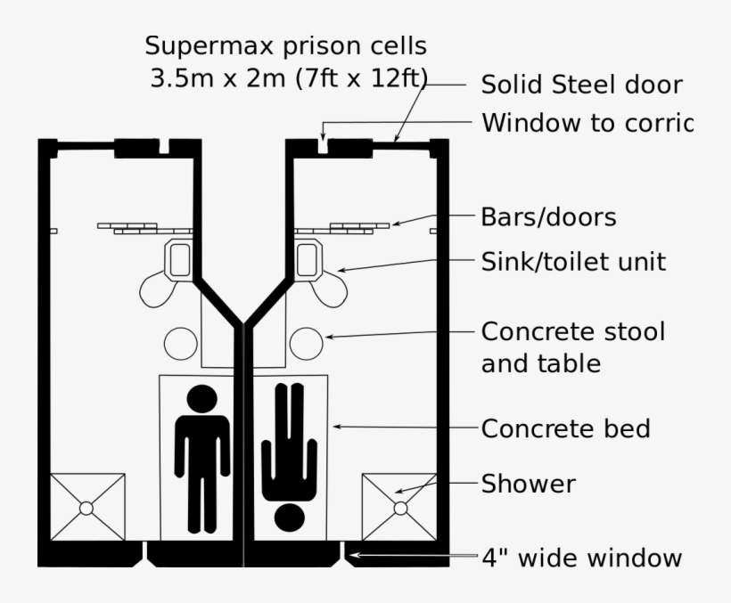A Rendering Of A Supermax Cell At Adx Florence - Jail Cell Floor Plan ...