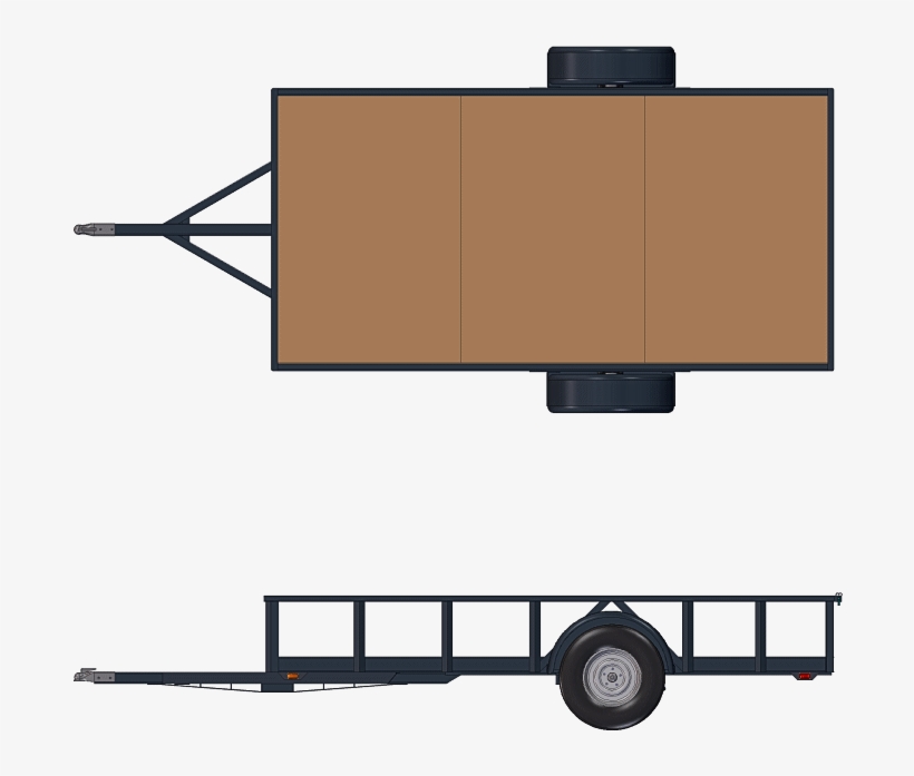 Orthogonal View Of The Utility Trailer From Plans - Diagram PNG Image ...