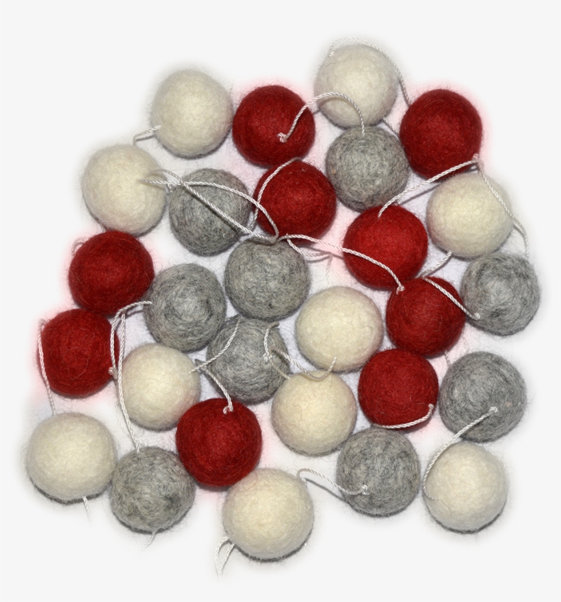 Download Natural Red Woolen Felt Ball Garland - Sphere | Transparent ...