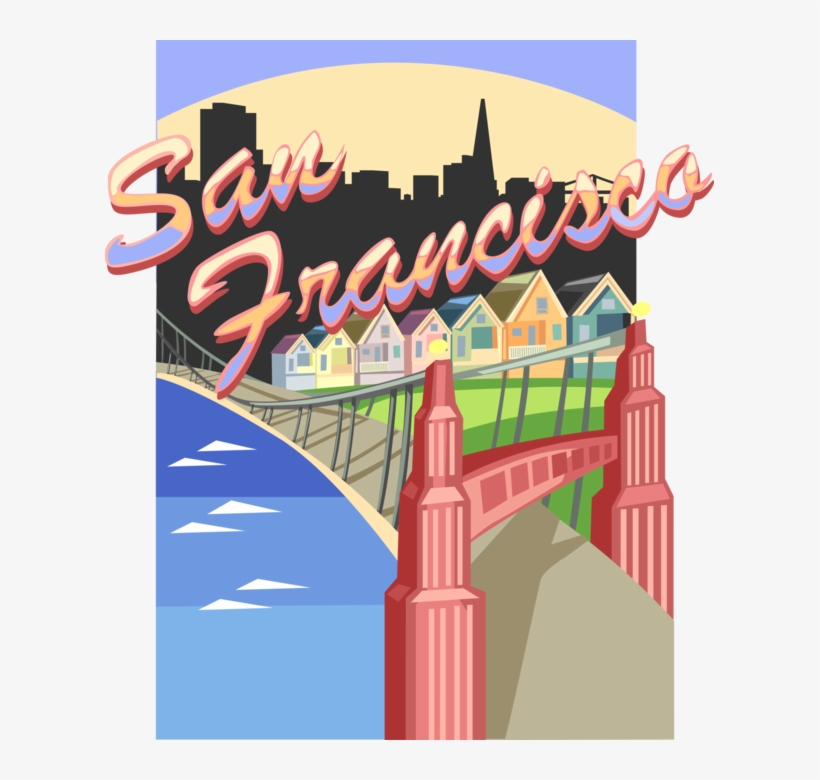 Vector Illustration Of San Francisco With Golden Gate - San Francisco ...