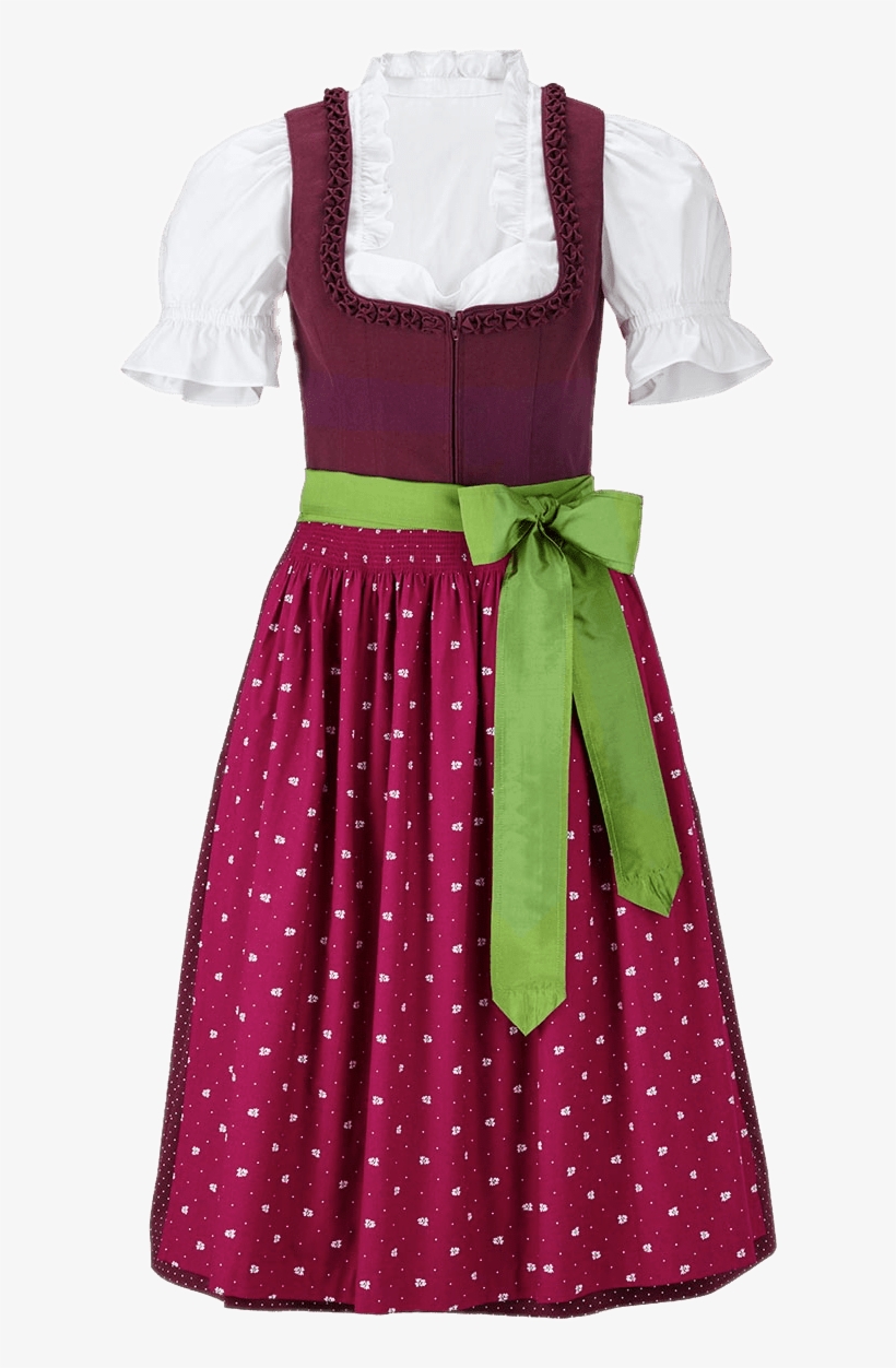 Download Red Dirndl Dress With Green Belt Transparent - Dirndl Női PNG ...