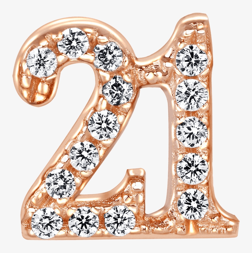 Number 21 Locket Charm With White Crystals In Rose PNG Image ...