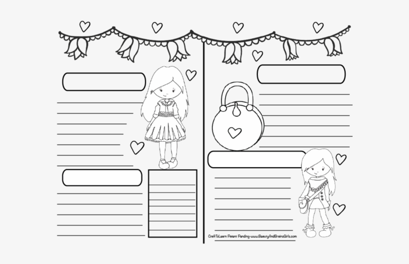 Cute Fashion Girl Art Journal Diy Printable Instant - Drawing PNG Image ...